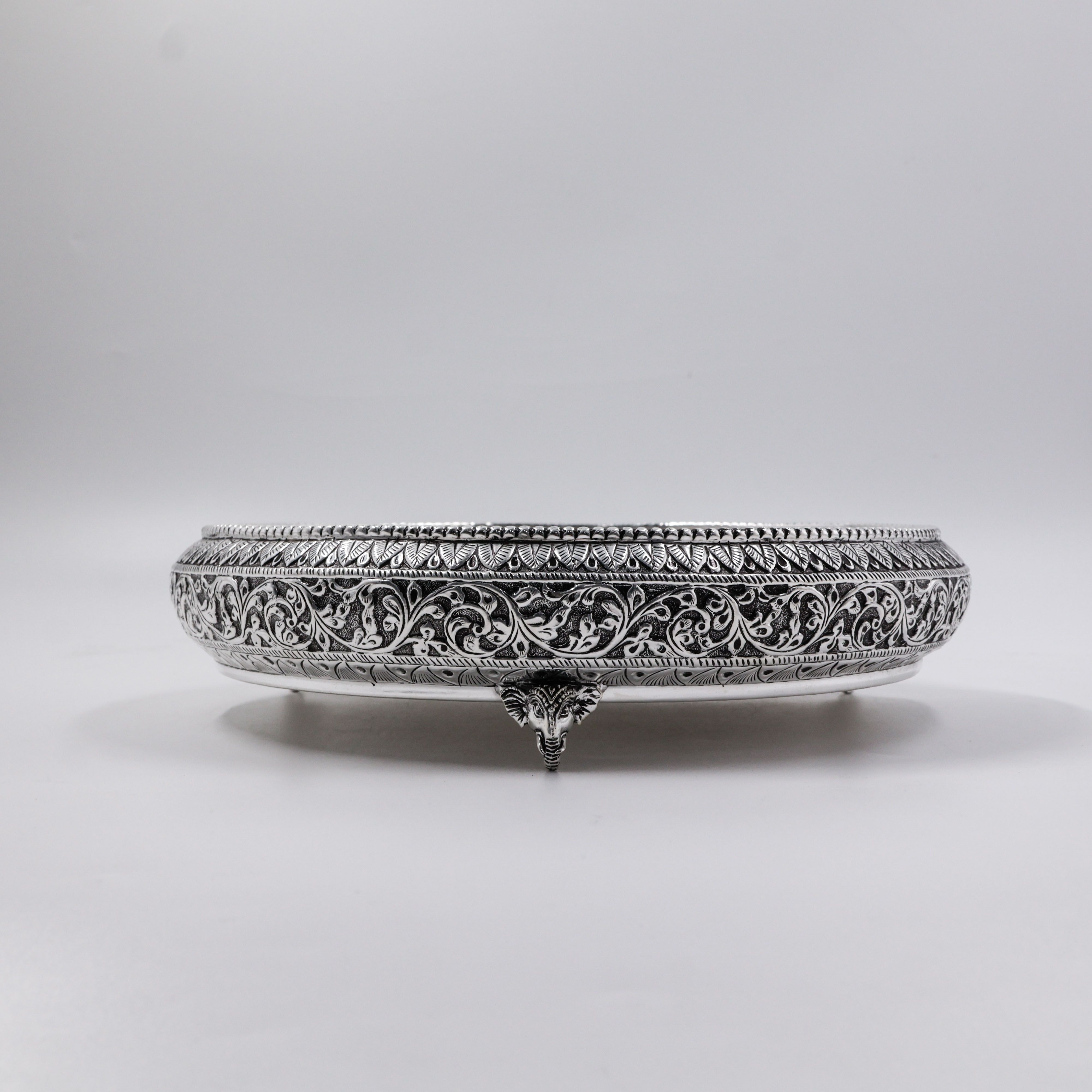 Buy Silver Elephant Leg Plate Anitque Finish-92. Purity in Secunderabad ...