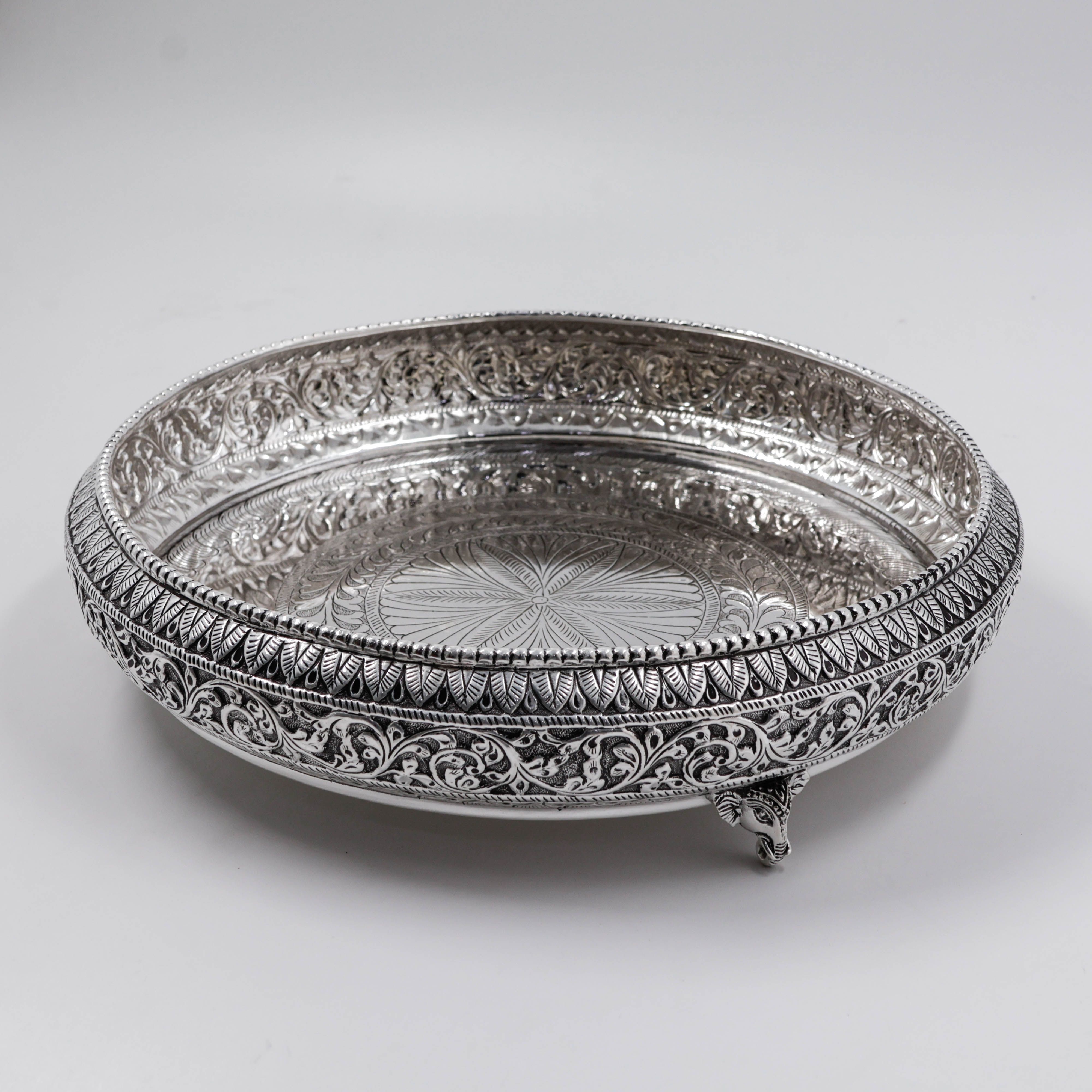 Buy Silver Elephant Leg Plate Anitque Finish-92. Purity in Secunderabad ...