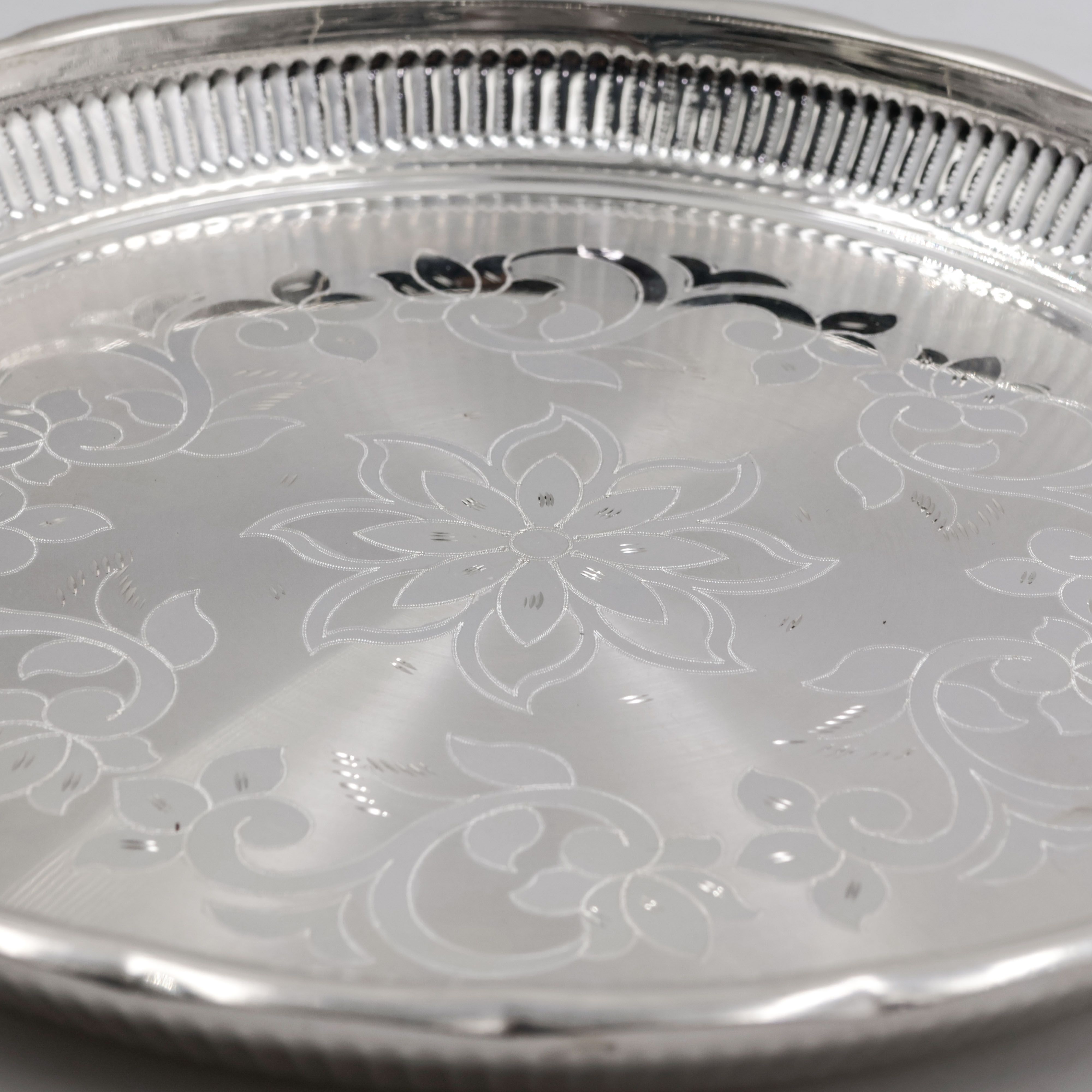 Buy Pure Silver Flower Design Thali in Secunderabad, Hyderabad